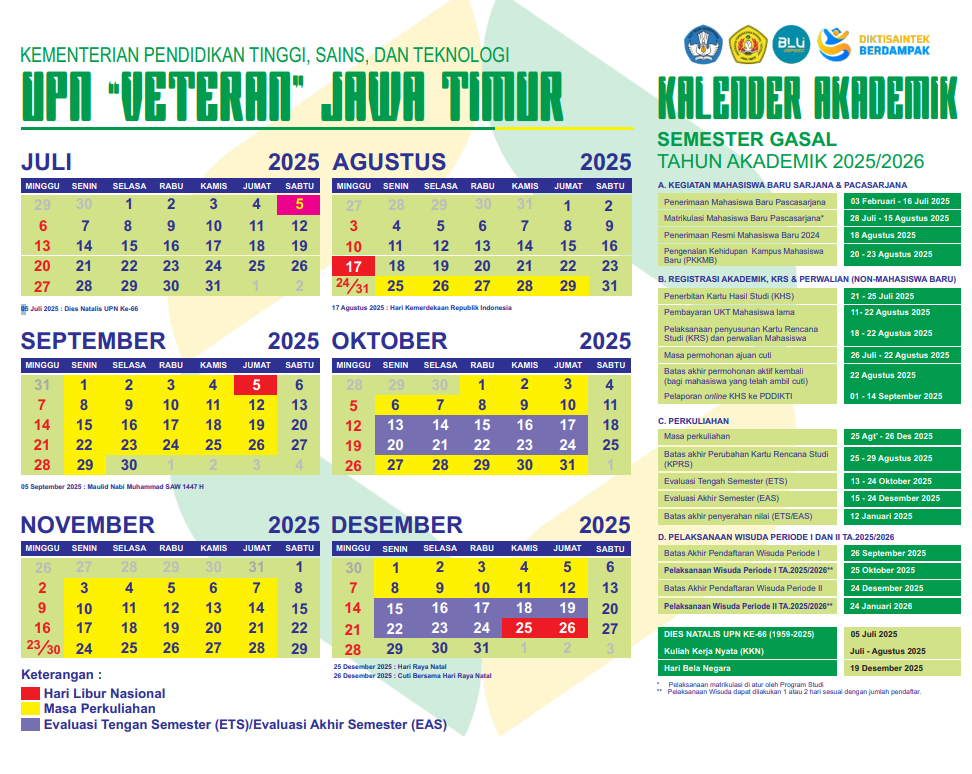 Kalender Akademik TA 2025/2026 | MKU
